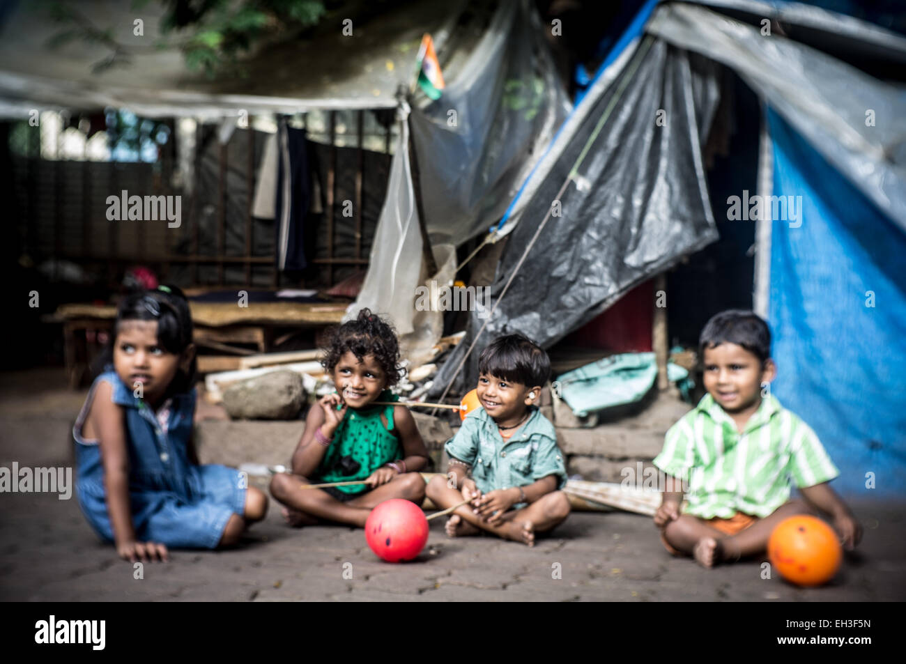 Street children outside their home Stock Photo - Alamy