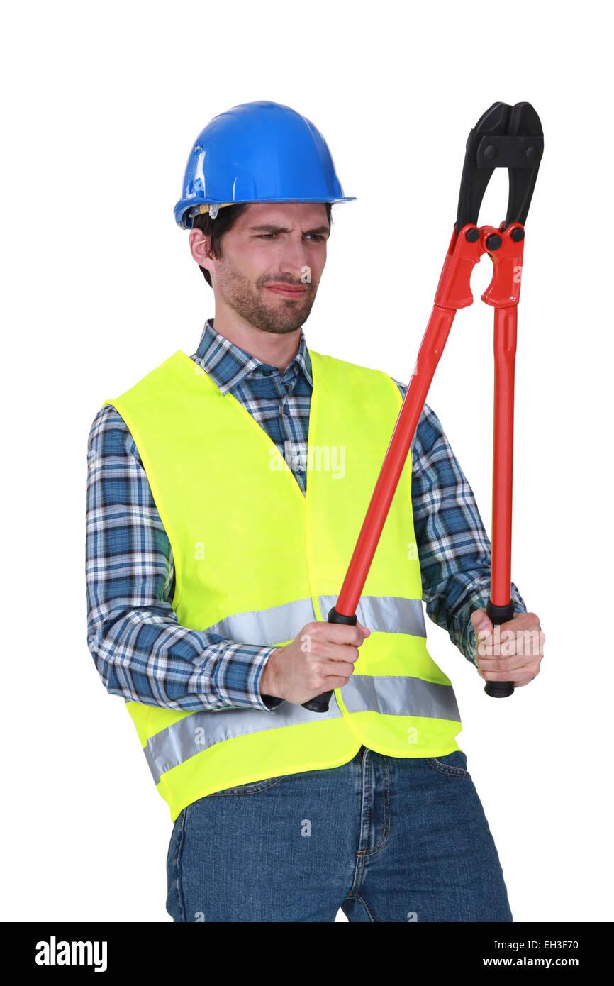 Worker with tool Stock Photo - Alamy
