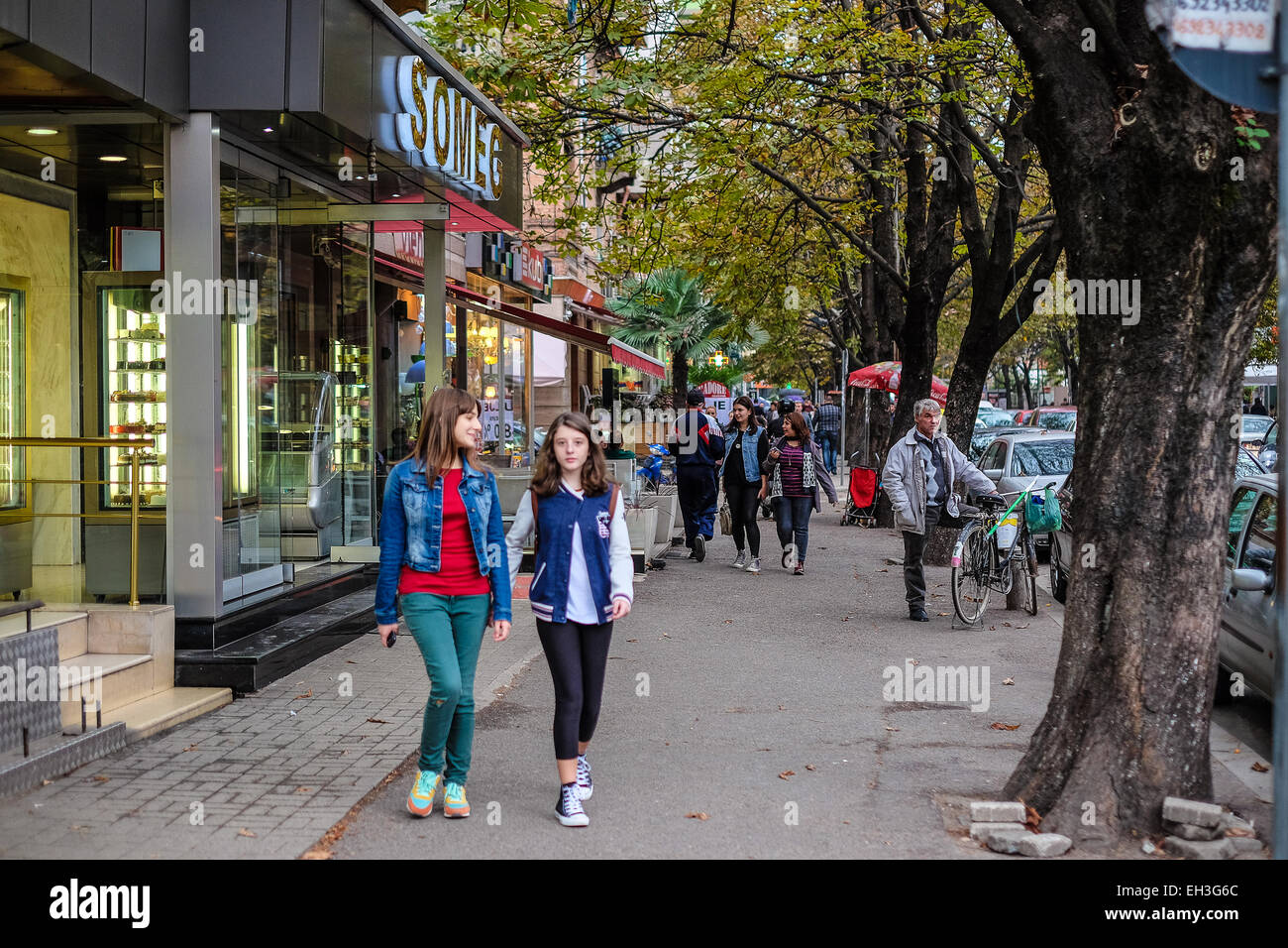 Albania, Tirana, Blloku neighbourhood, in the middle of the city, a ...