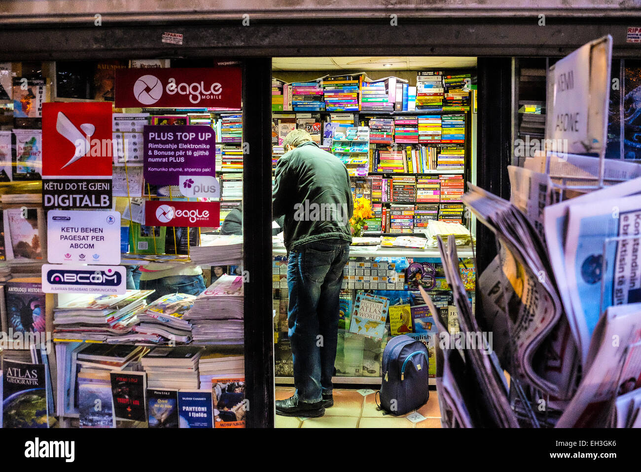 Albania, Tirana, newspaper shop Stock Photo - Alamy