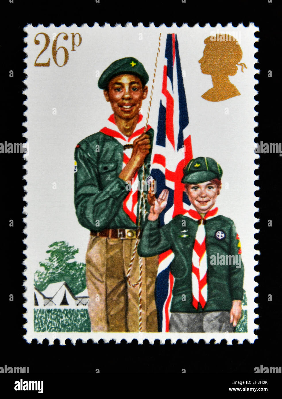 Postage stamp. Great Britain. Queen Elizabeth II. 1982. Youth ...