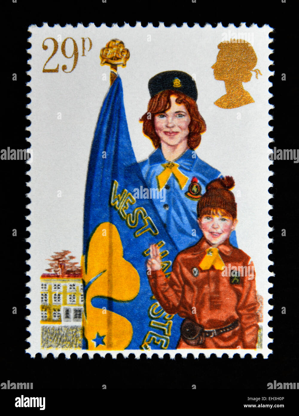 Postage stamp. Great Britain. Queen Elizabeth II. 1982. Youth ...