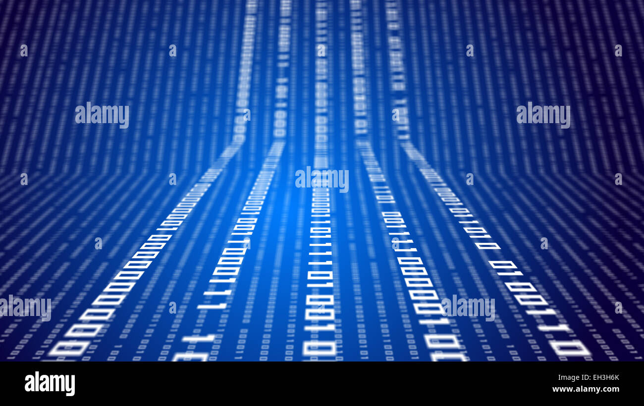 Binary code on abstract technology background on blue. Shallow Depth of field Stock Photo - Alamy
