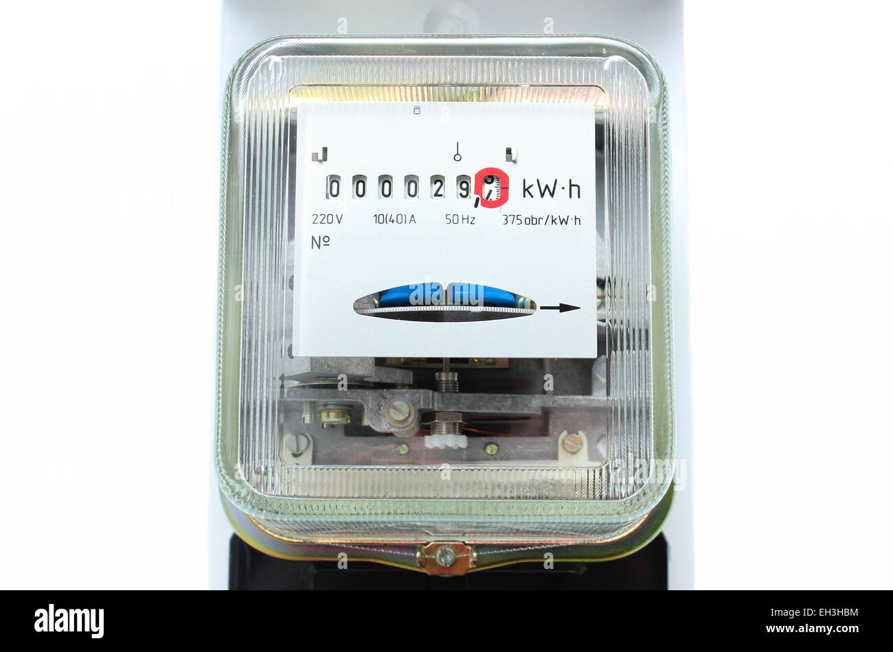 Power meter, electric energy meter old electromechanical type Stock ...