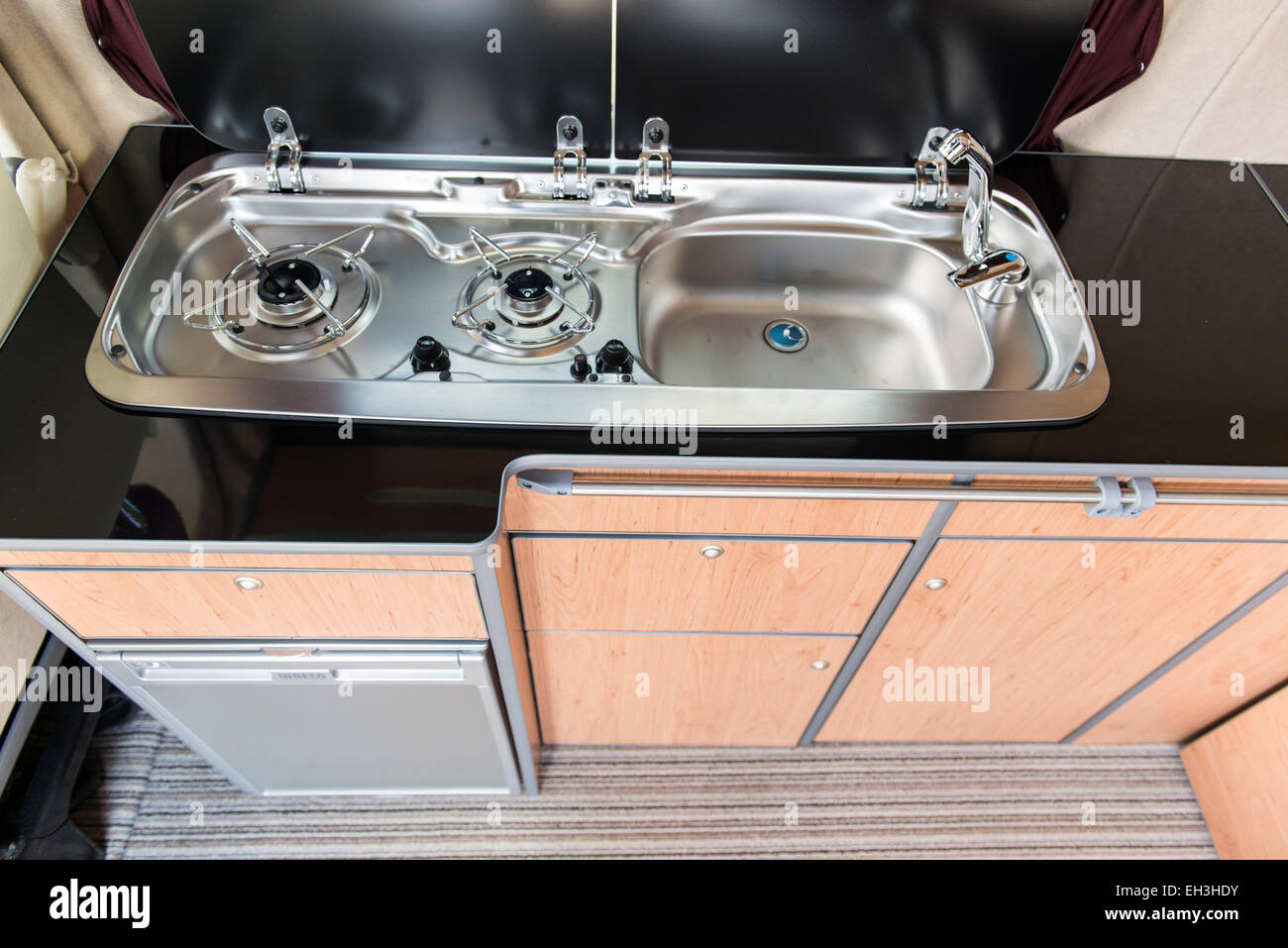 A custom built Volkswagen VW camper van ready for traveling around and ...