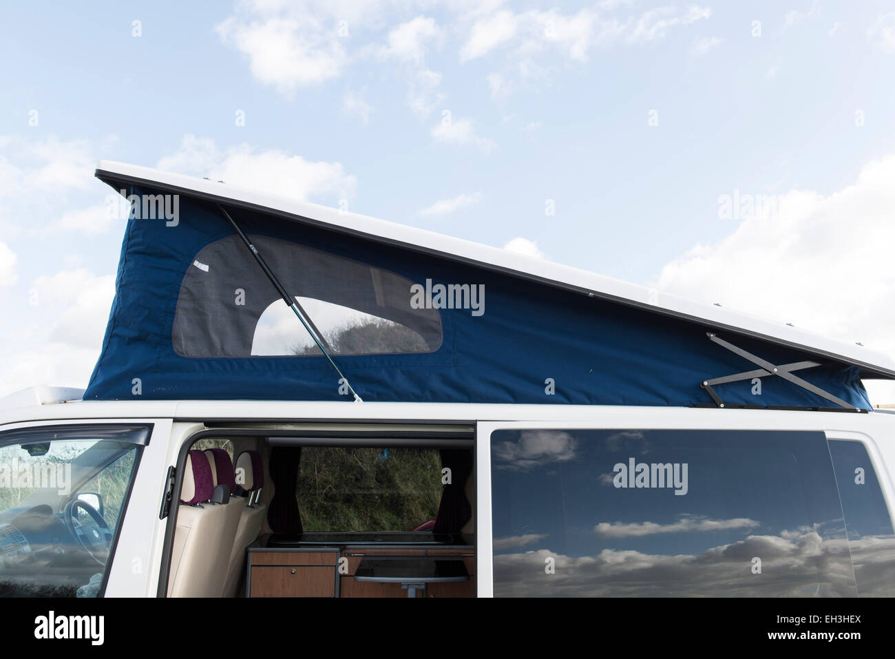 A custom built Volkswagen VW camper van ready for traveling around and ...