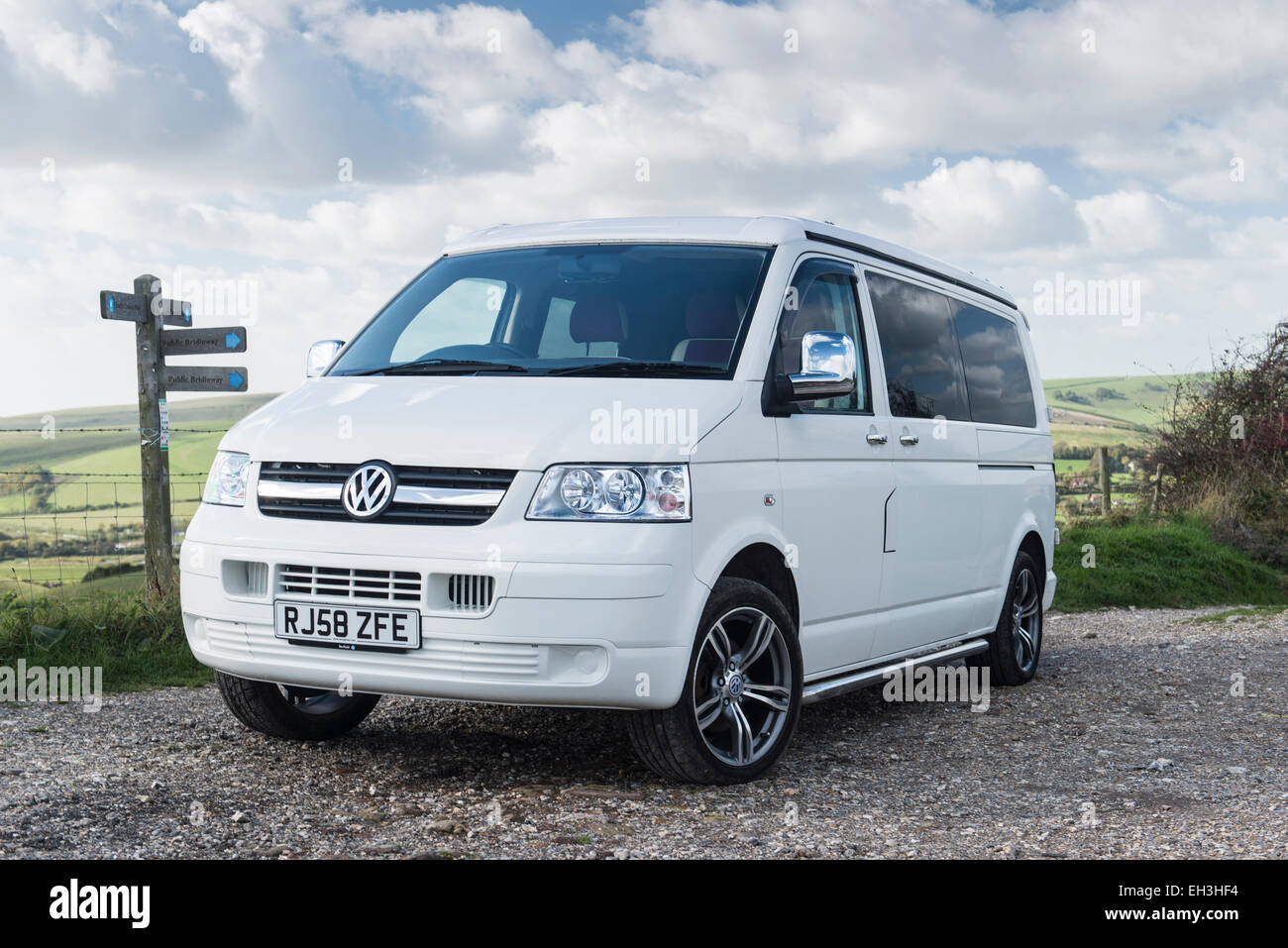 A custom built Volkswagen VW camper van ready for traveling around and ...