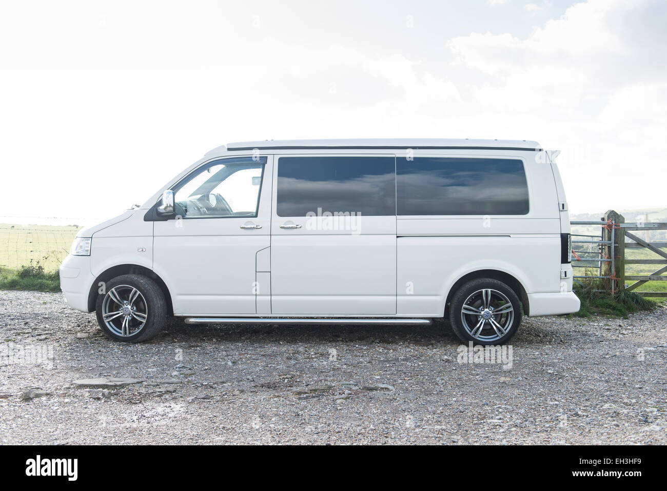 A custom built Volkswagen VW camper van ready for traveling around and ...