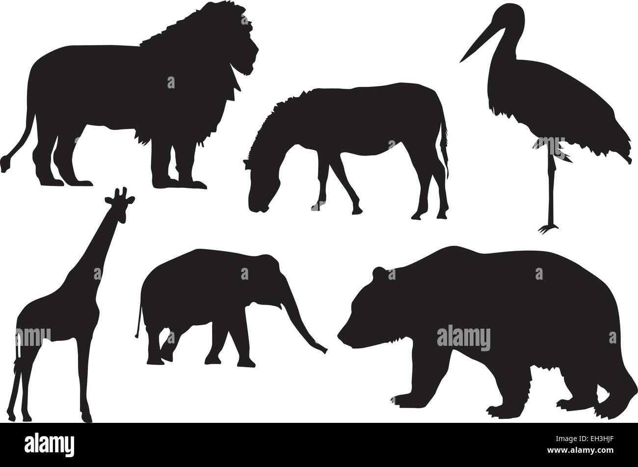Black silhouette of wild animals Stock Vector Image & Art - Alamy