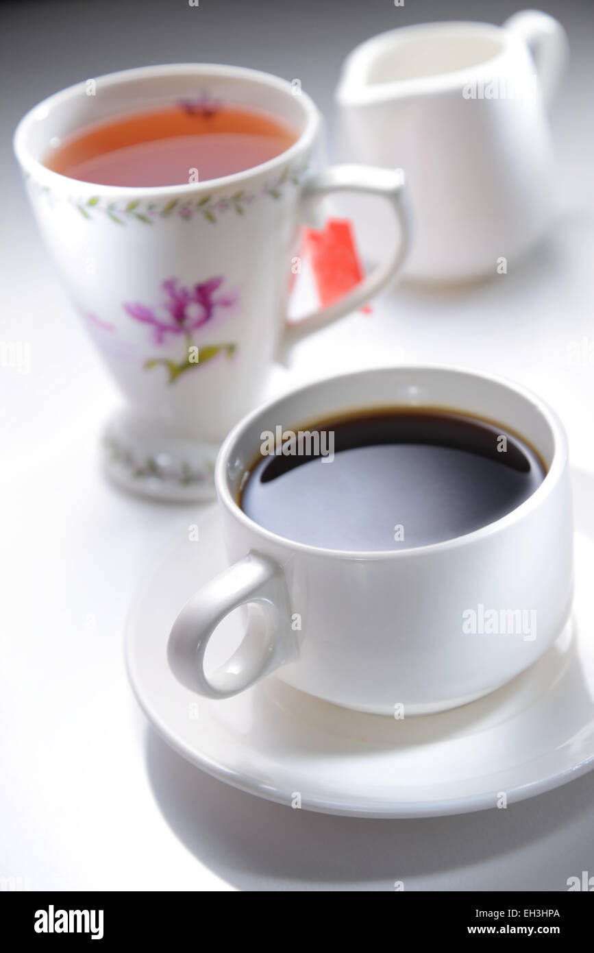 Coffee and Tea on nice table setting Stock Photo - Alamy