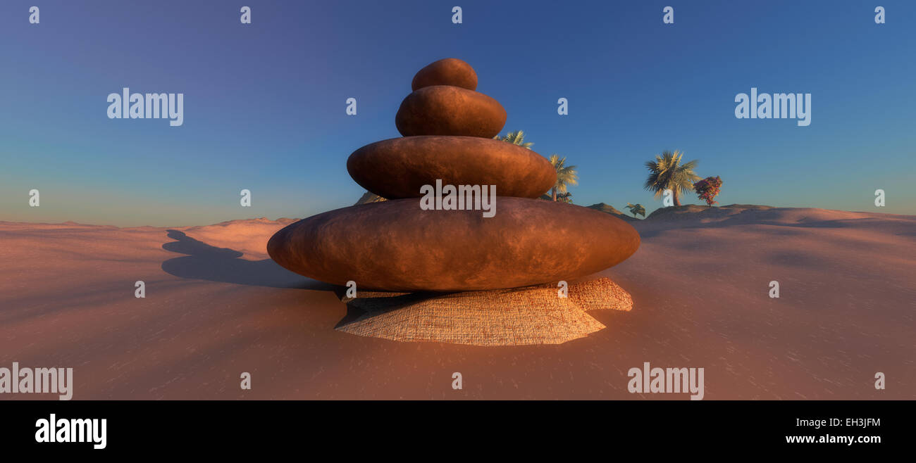 desert and zen stones concept in 3d Stock Photo - Alamy