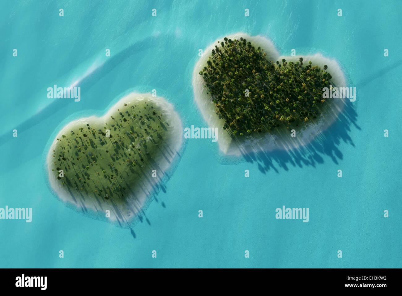 Aerial view of two islands in the shape of heart Stock Photo - Alamy