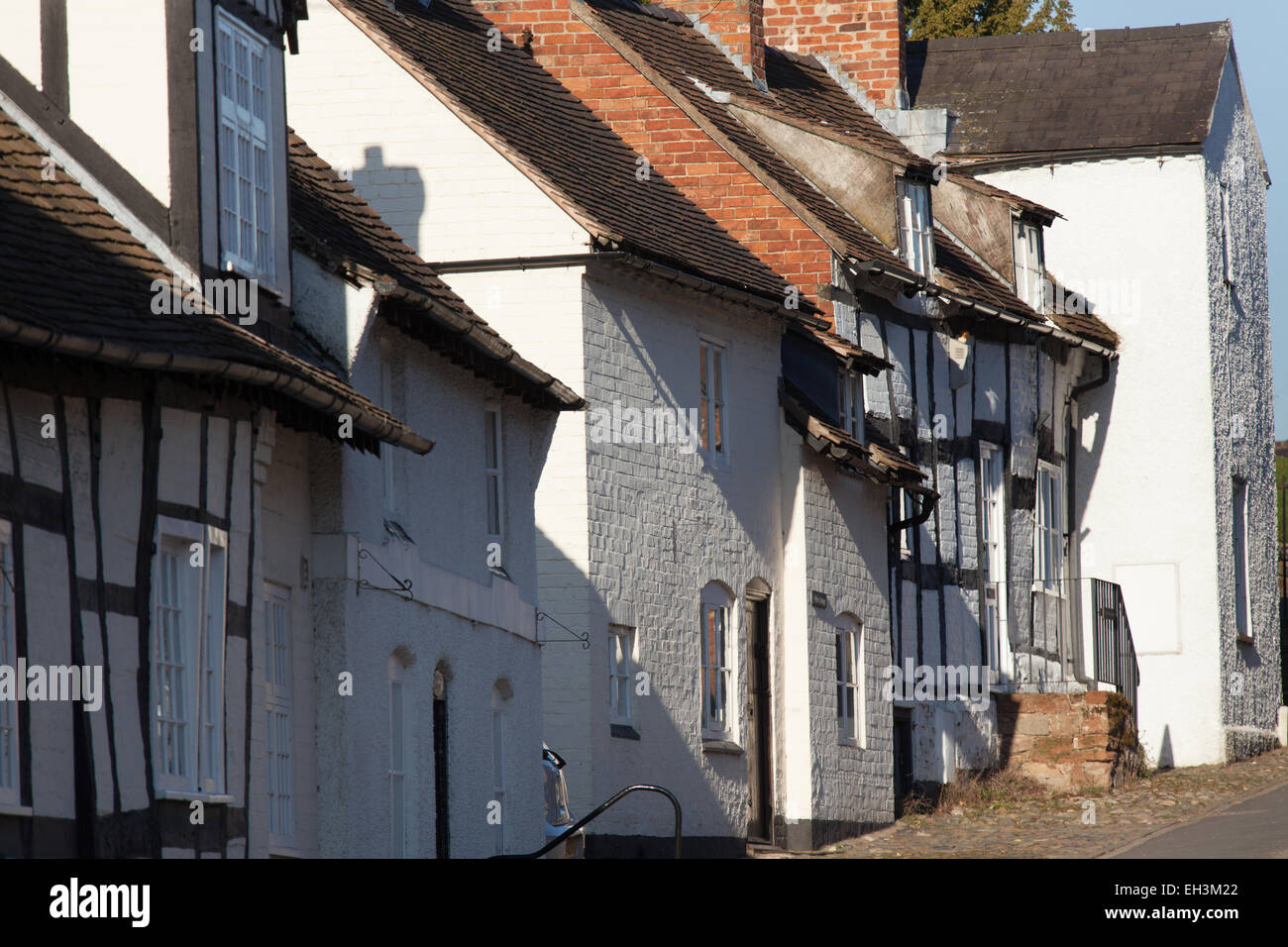 Village of Malpas, England. Picturesque view of residential properties ...