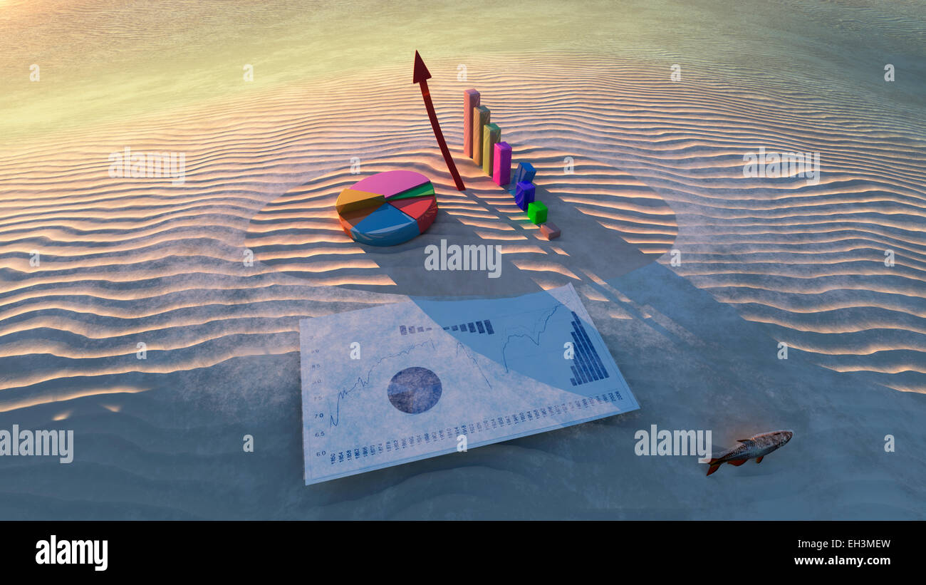 economic graphs on a small island Stock Photo - Alamy