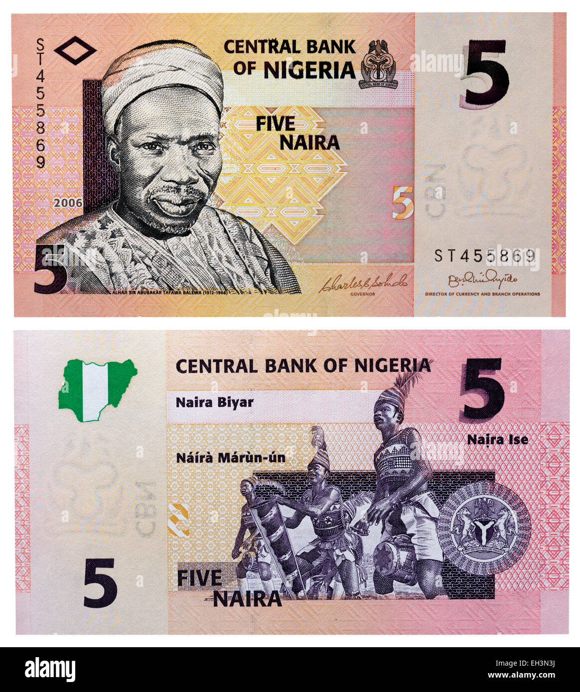 5 naira banknote, Alhaji Sir Abubakar Tafawa Balewa and Nkpokiti ...