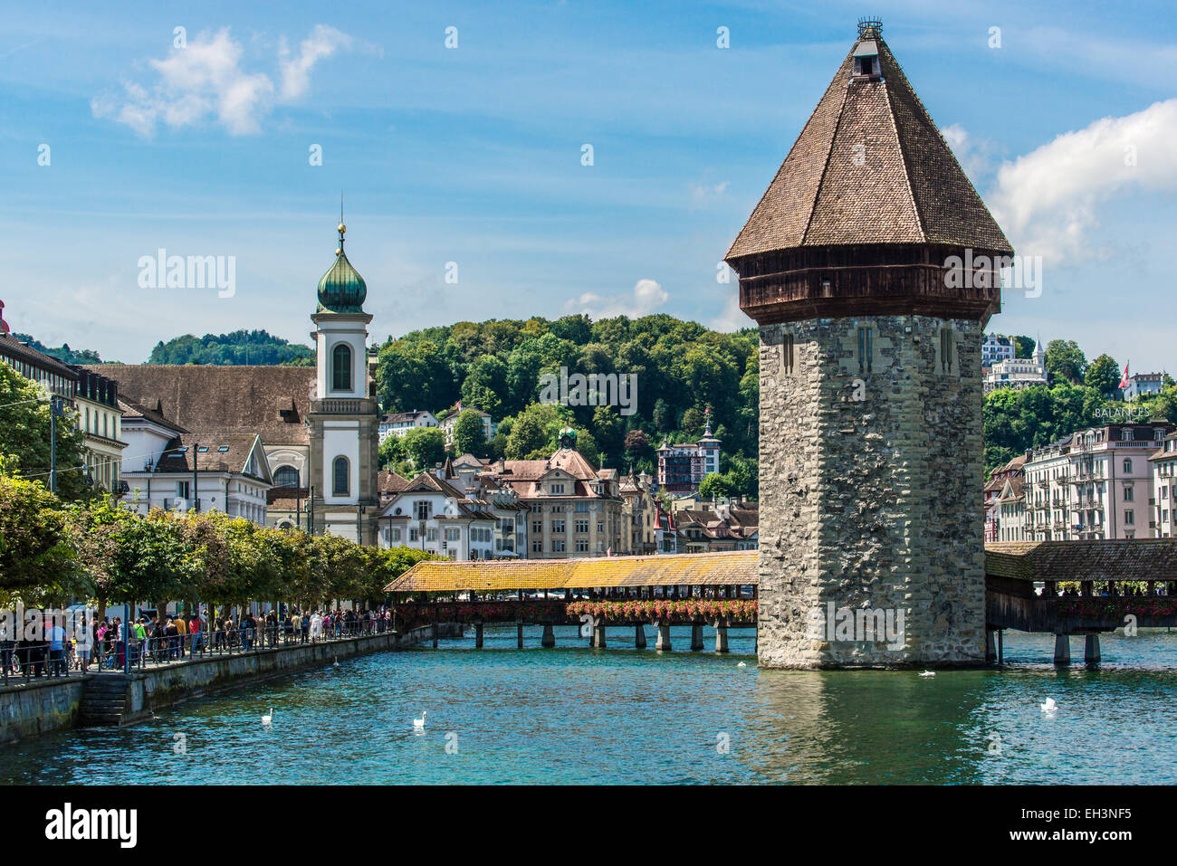 Wooden chapel bridge in switzerland hi-res stock photography and images ...