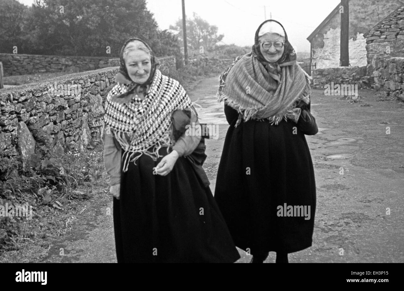 Aran Islands Co Galway Ireland. Islanders watch as the ferry from ...