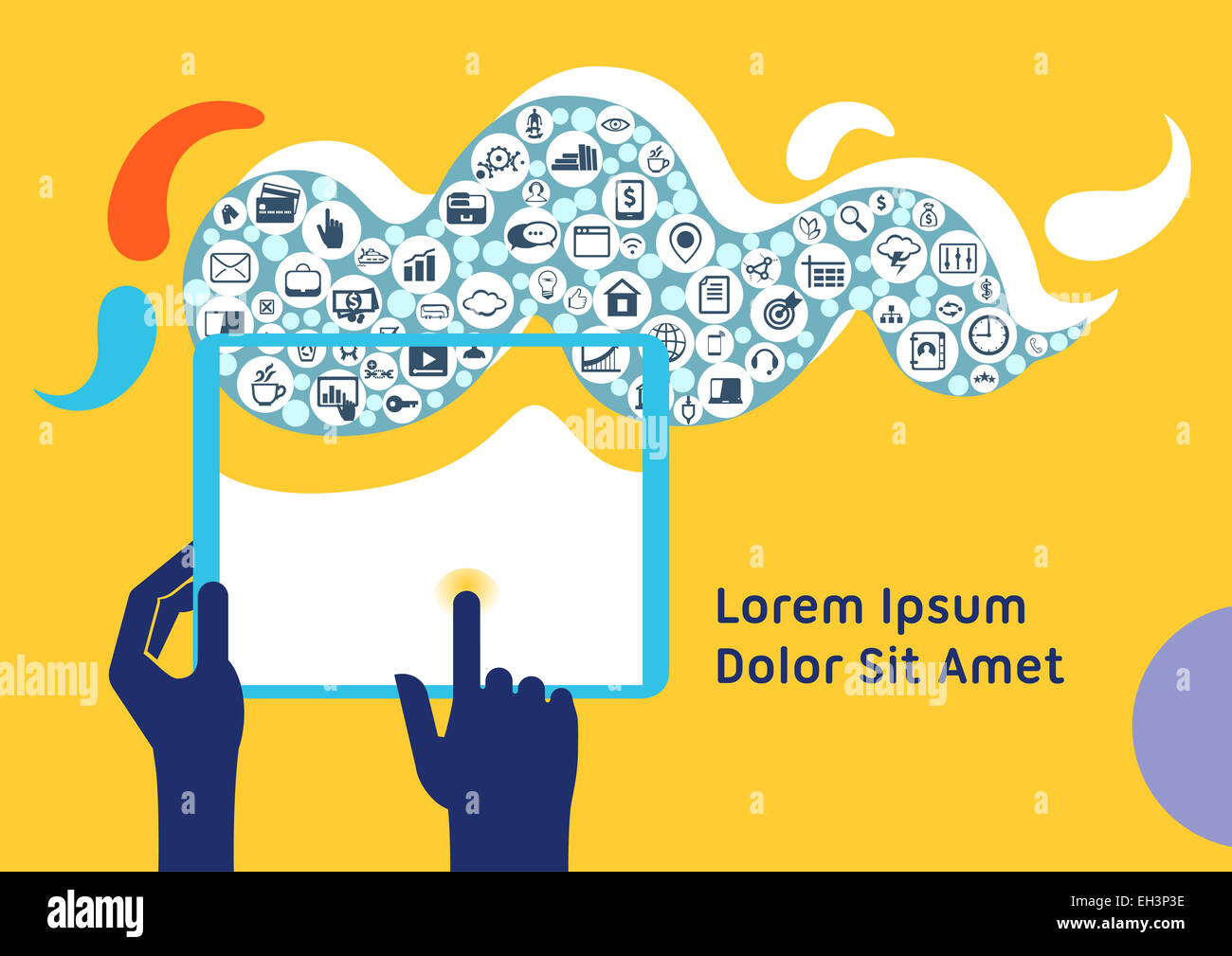 Cloud computing mobile device application network concept illustration ...