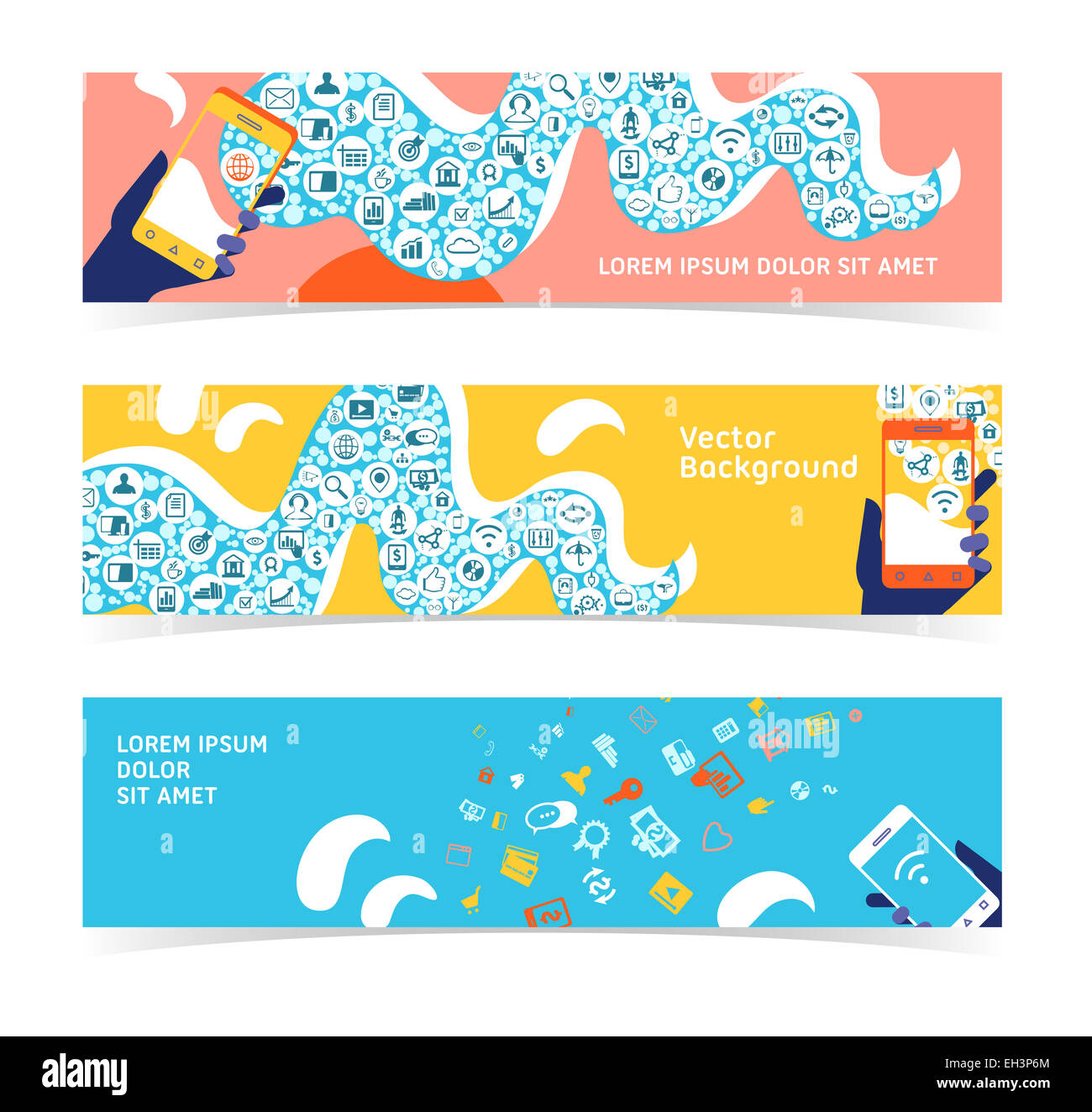 Set of horizontal banners, headers. Editable design template Stock ...