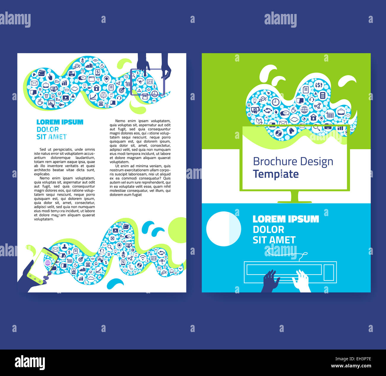 Flyer, leaflet, booklet layout. Editable design template A4 two sides Stock Photo - Alamy