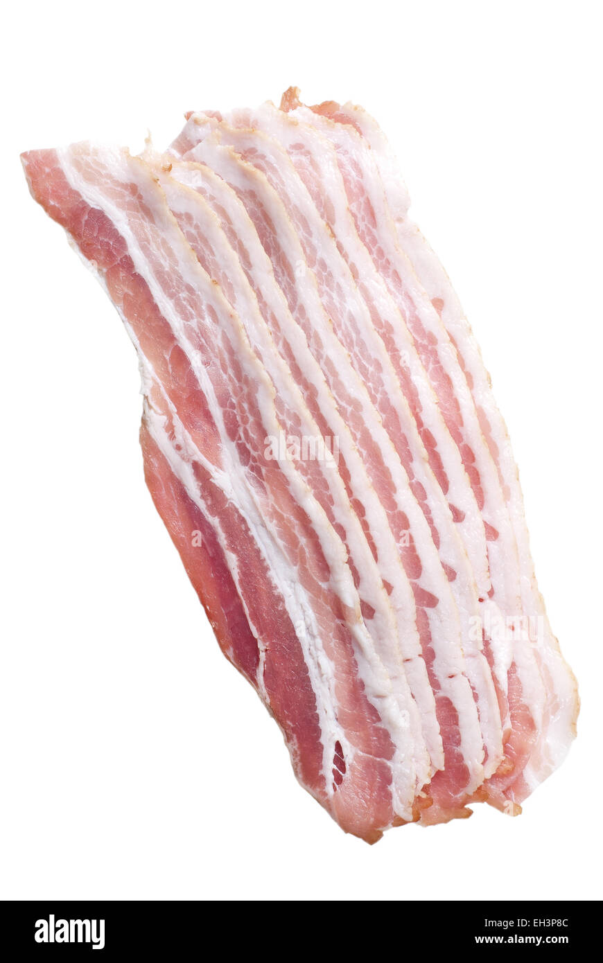 Bacon slices on white background Stock Photo - Alamy