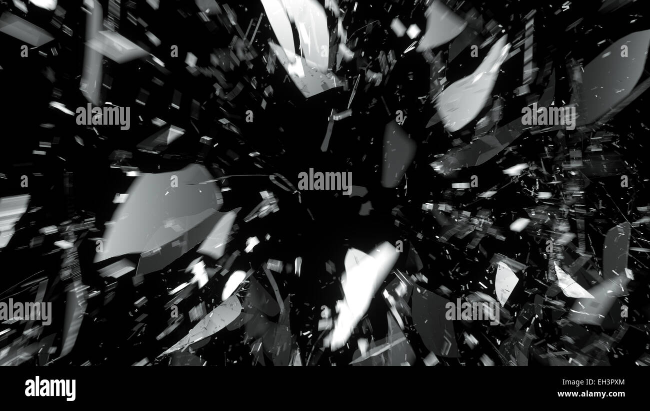 Destructed glass on black with motion blur. Large resolution Stock ...