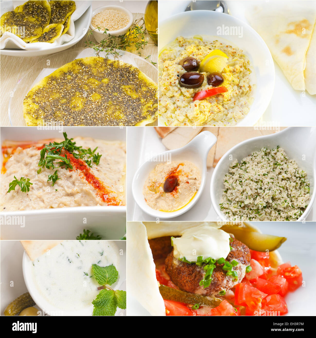 Arab middle eastern food collage collection on white frame Stock Photo ...