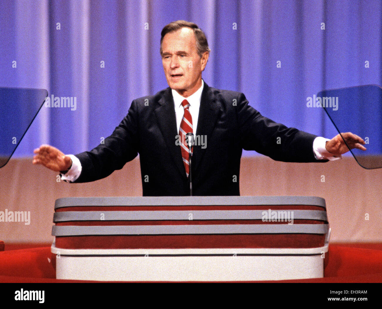 United States Vice President George H.W. Bush on the podium as he ...
