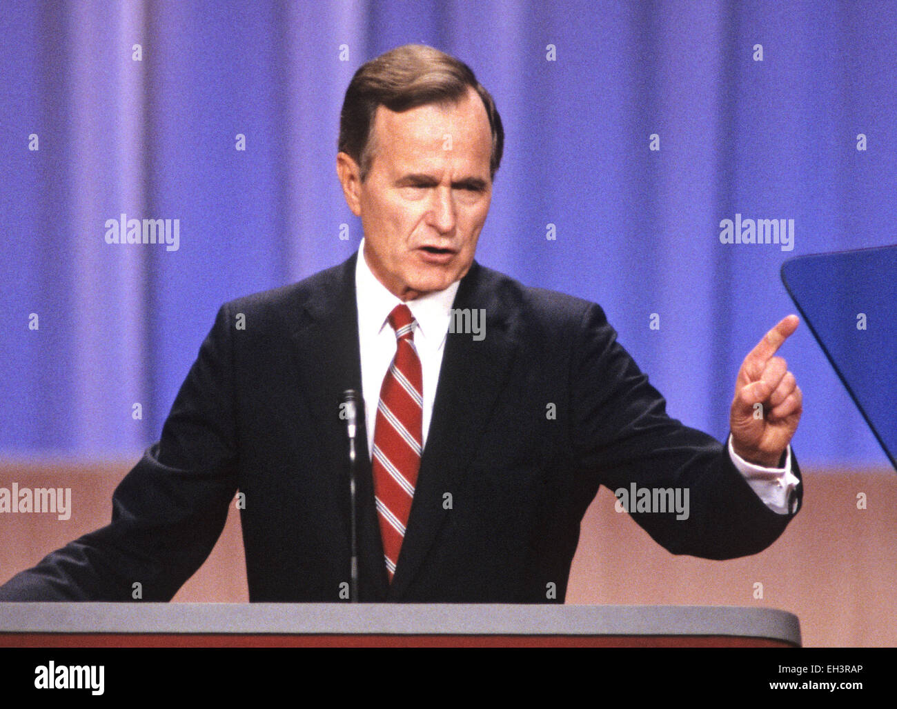 United States Vice President George H.W. Bush on the podium as he ...