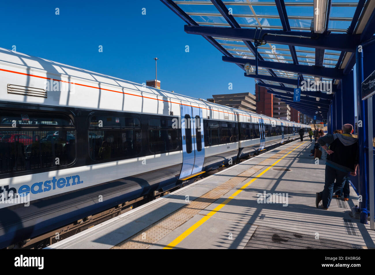 Train at Platform 0ne 1 of the new layout of Gravesend station Stock ...