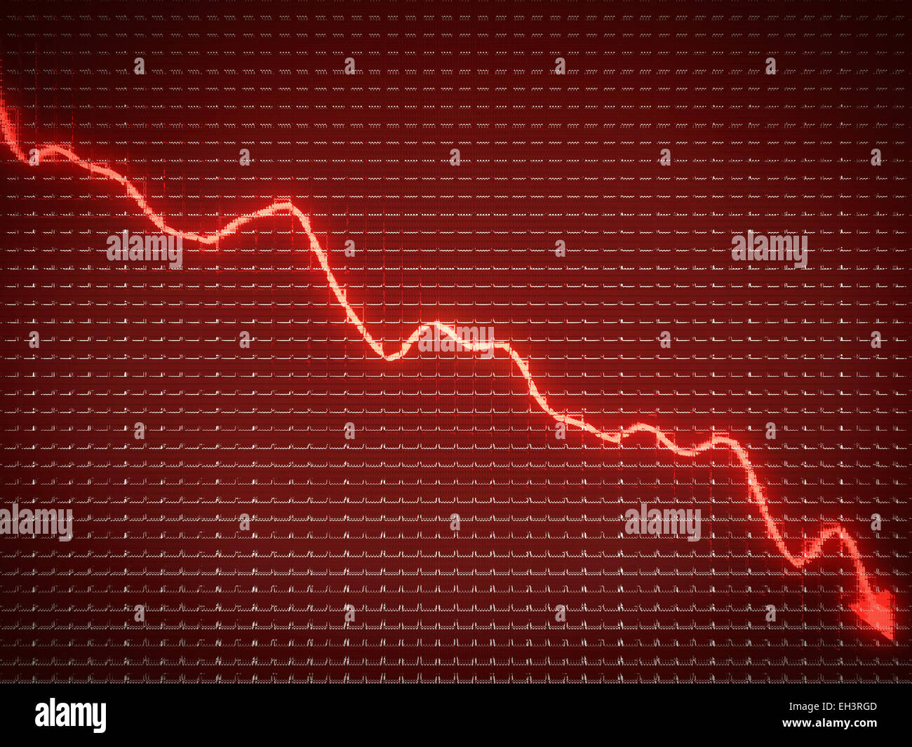 Red trend as symbol of business recession and financial crisis. Large ...