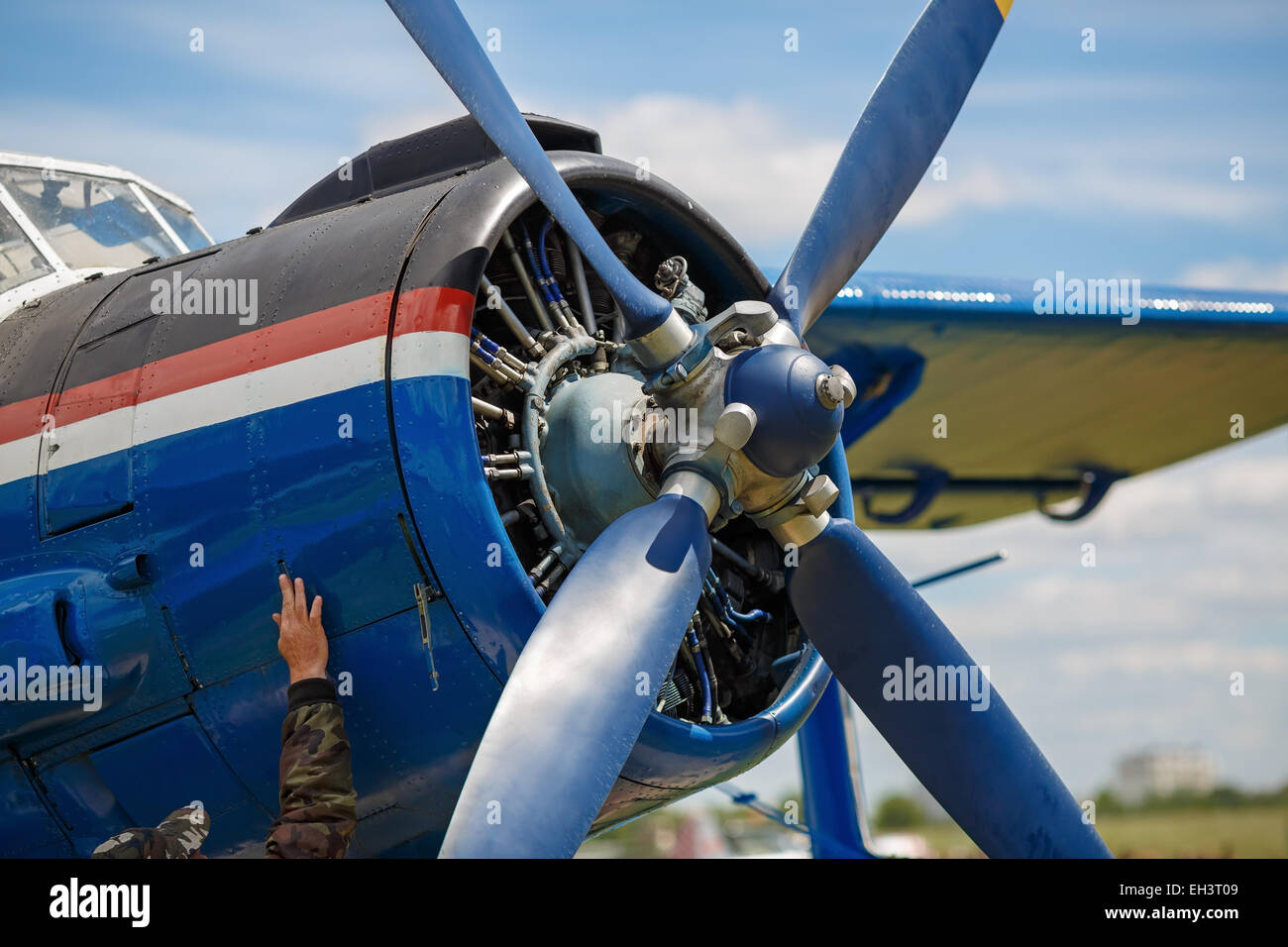 Fragment of an aircraft fuselage with a propeller engine Stock Photo ...