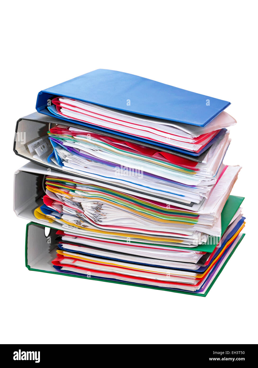 stack of colored folders isolated on white background Stock Photo - Alamy