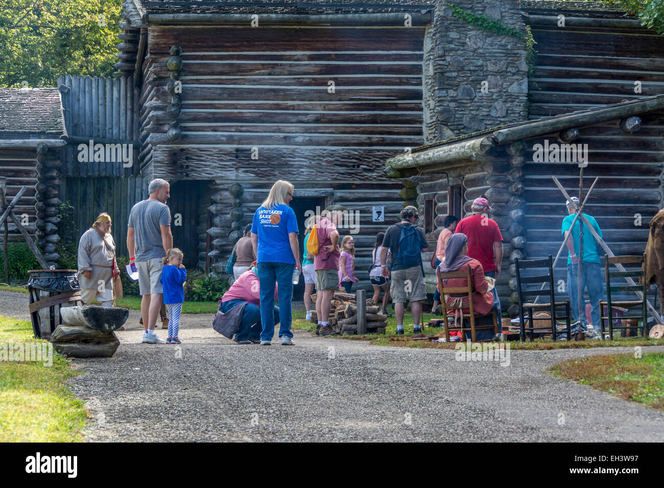 Tourists at the reenactment of the 1778 Siege of Fort Boonesborough ...