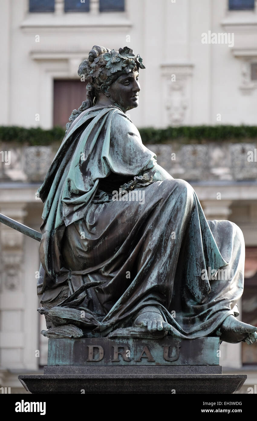 Archduke Johann Fountain, allegorical representation of the river Drau ...