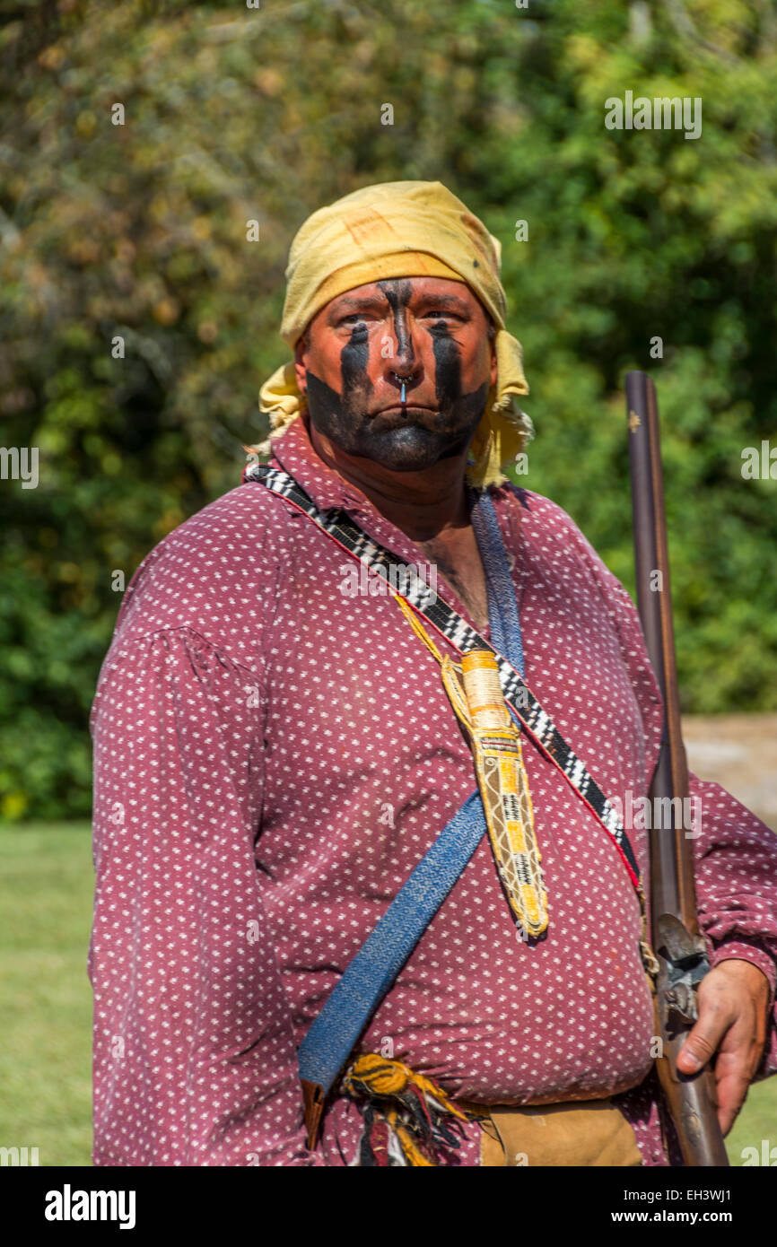 Native American reenactor during the reenactment of the 1778 Siege of ...