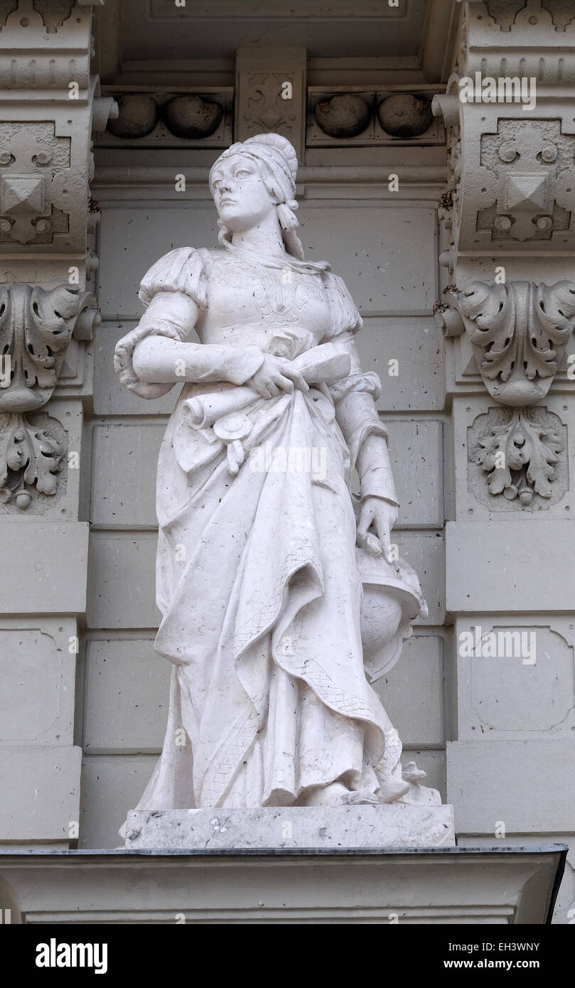 Statue of Science, allegorical representation, detail of Rathaus Town ...
