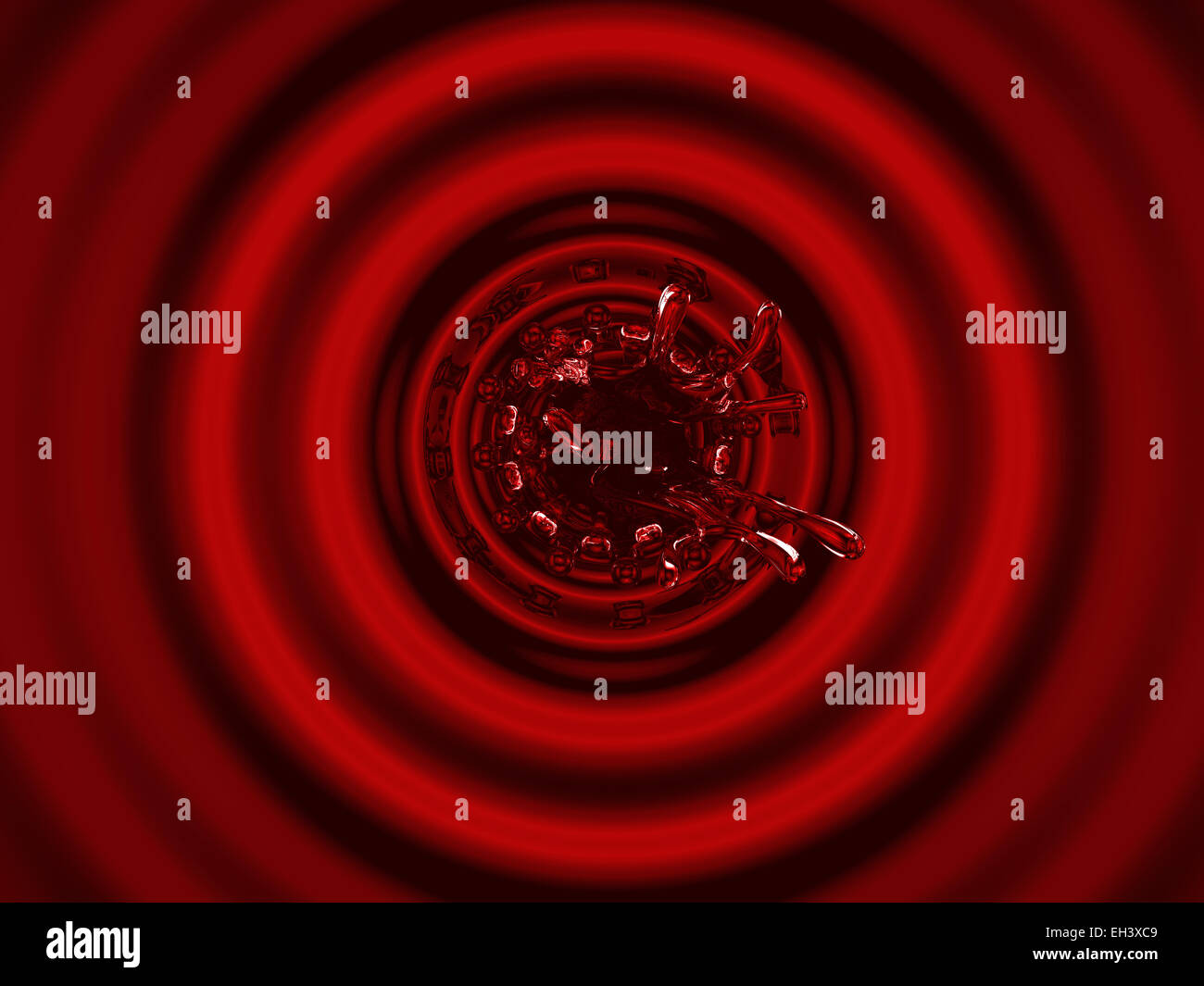 Splash of red colorful liquid with crown: view from top Stock Photo - Alamy