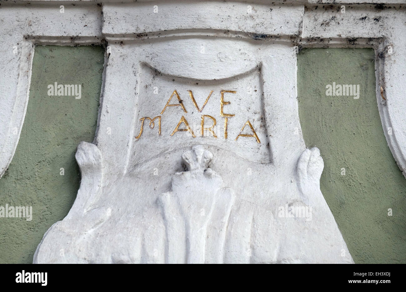 Ave Maria monogram on the house facade in Graz, Styria, Austria on ...