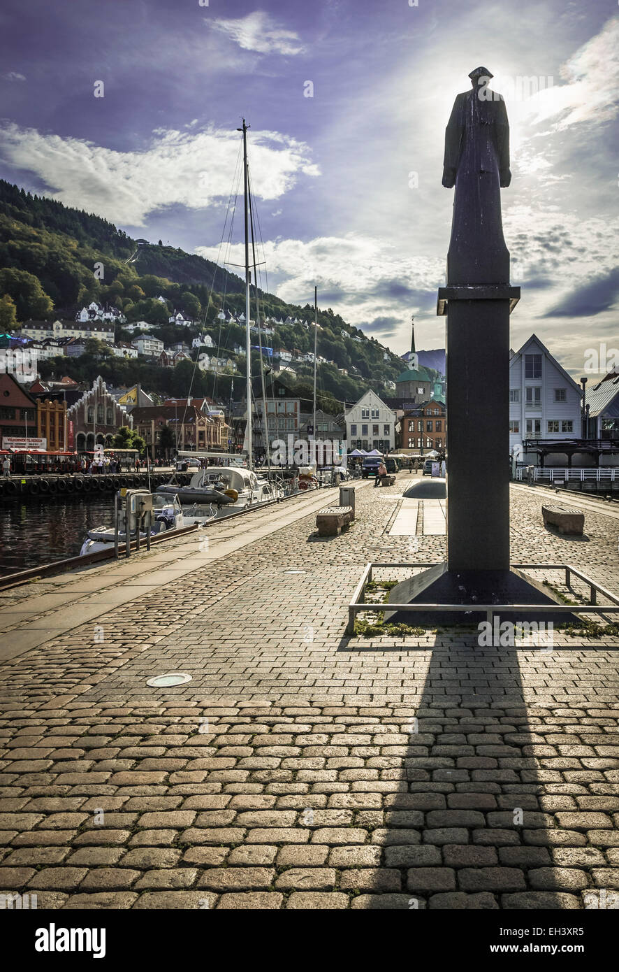 Bergen, Norway - the harbour, looking back to Torget Stock Photo - Alamy