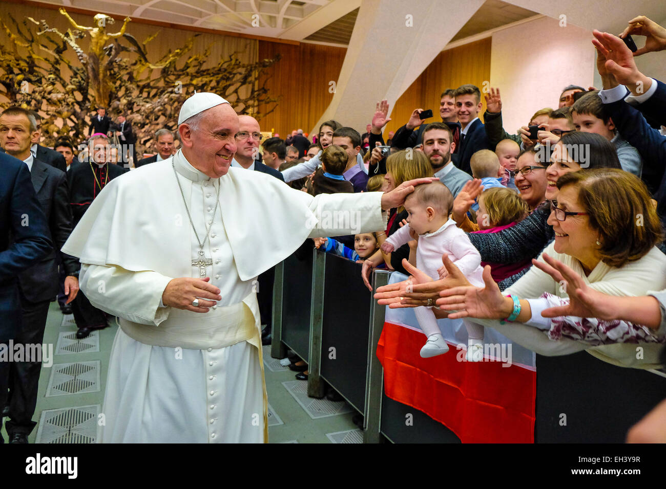 Vatican City. 6th March, 2015. Pope Francis meets the kids of Jesuit ...