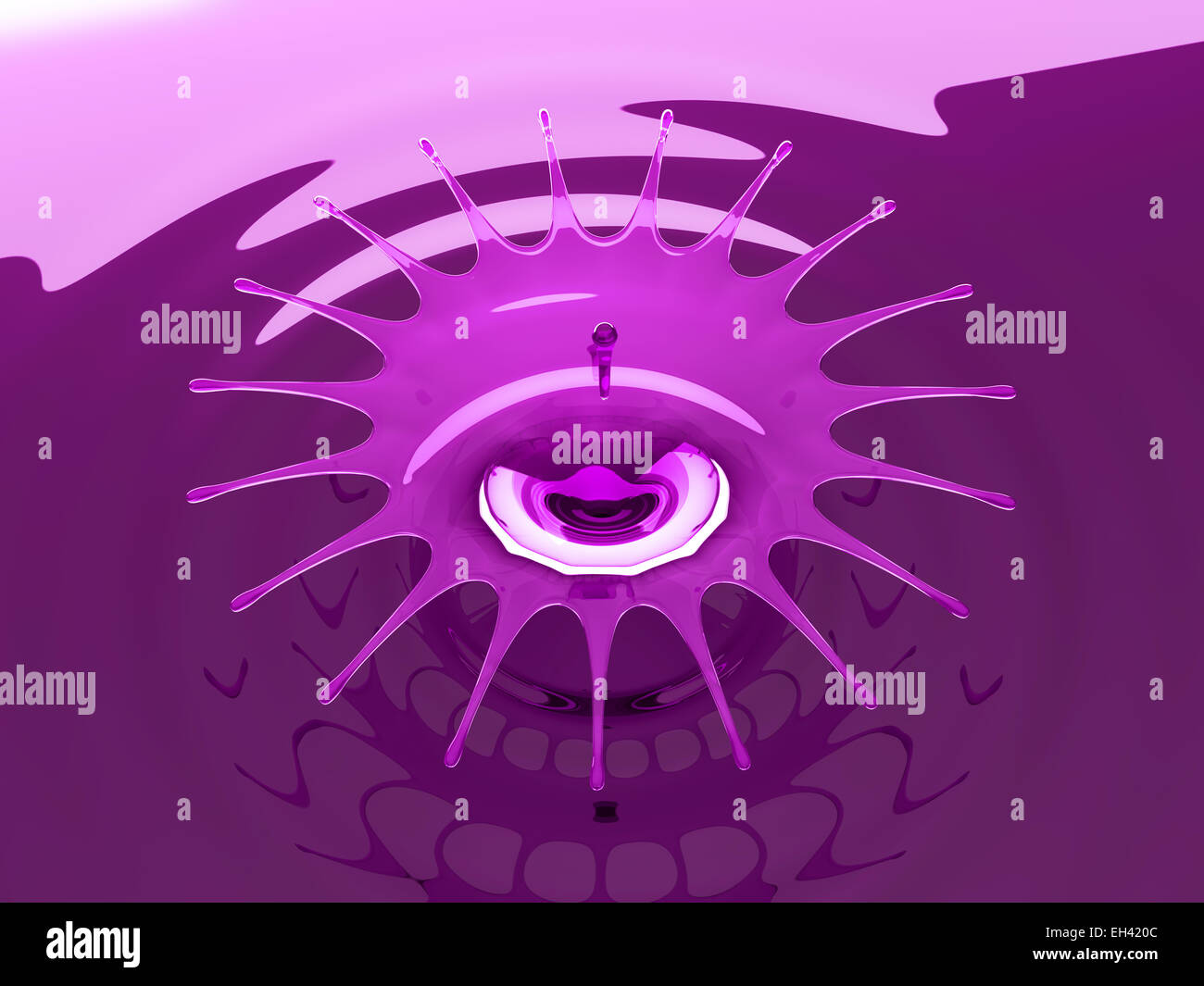 Splash and splatter of purple fluid with droplets and waves Stock Photo ...