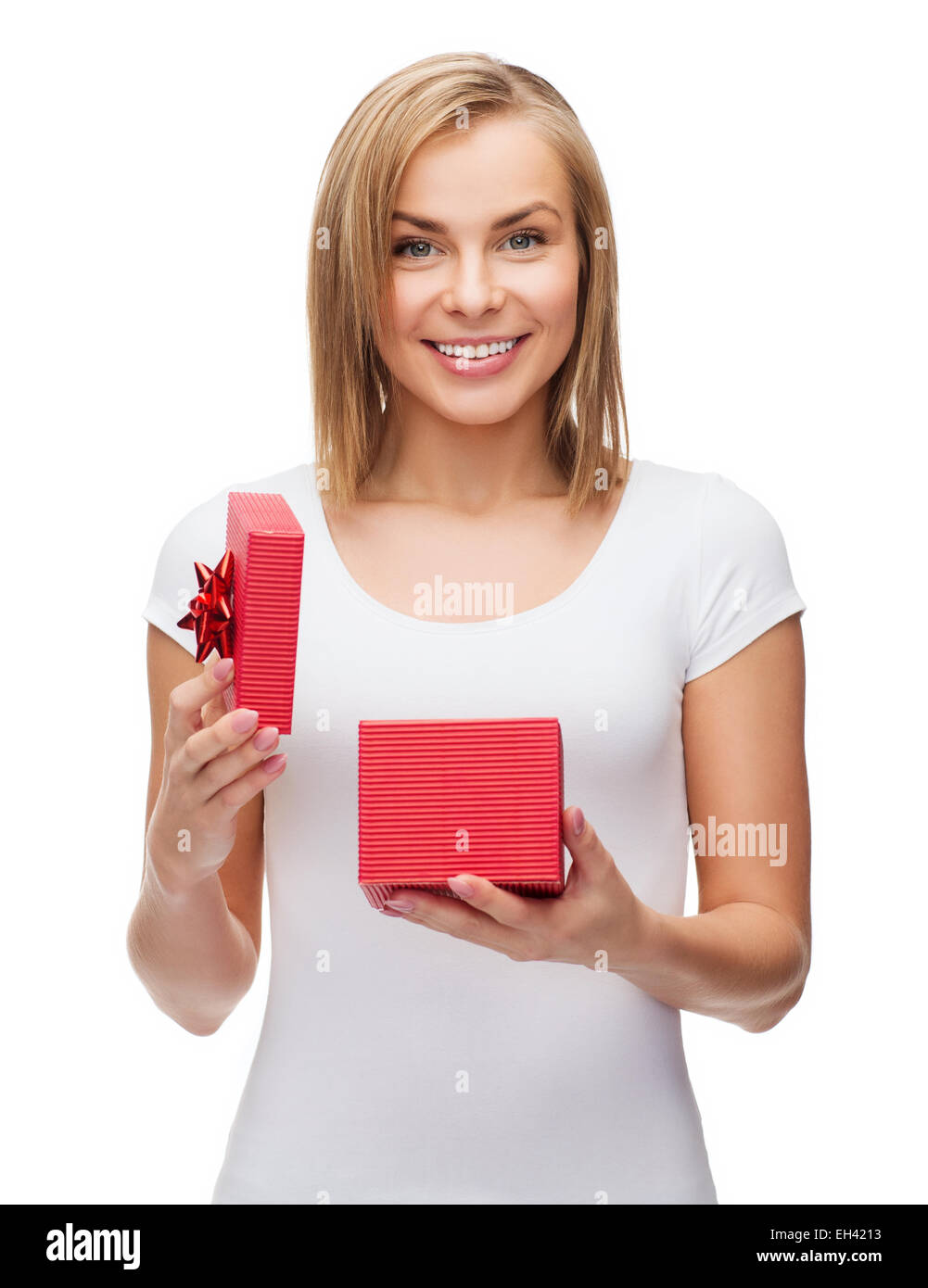 smiling girl with gift box Stock Photo - Alamy