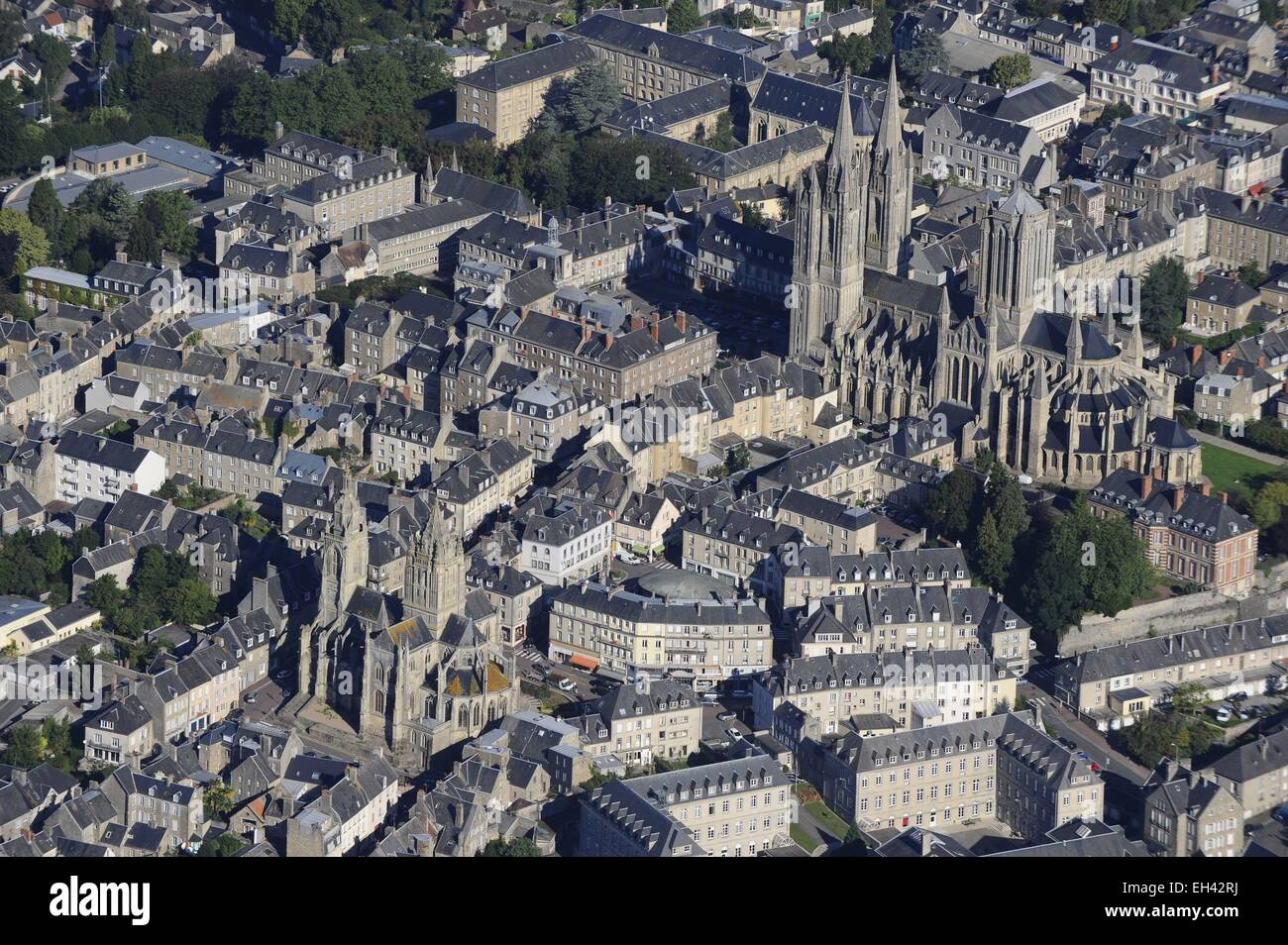 France, Manche, Coutances, ancient Episcopal city with its cathedral ...