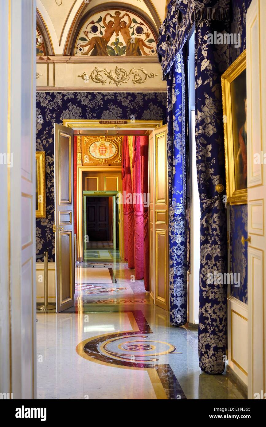 Principality of Monaco, Monaco, the Rock, the royal palace, corridor ...