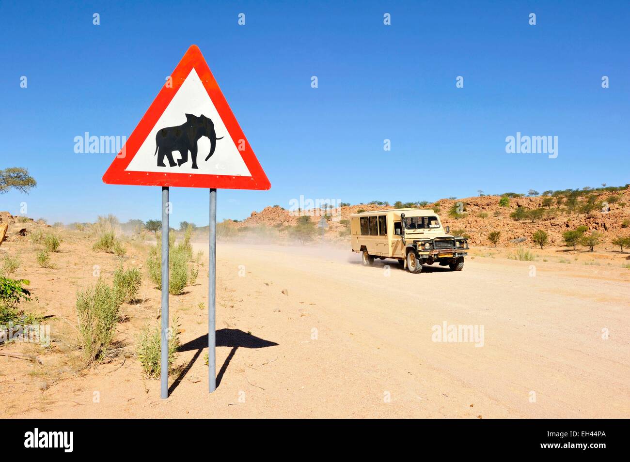 Road sign beware of elephants hi-res stock photography and images - Alamy