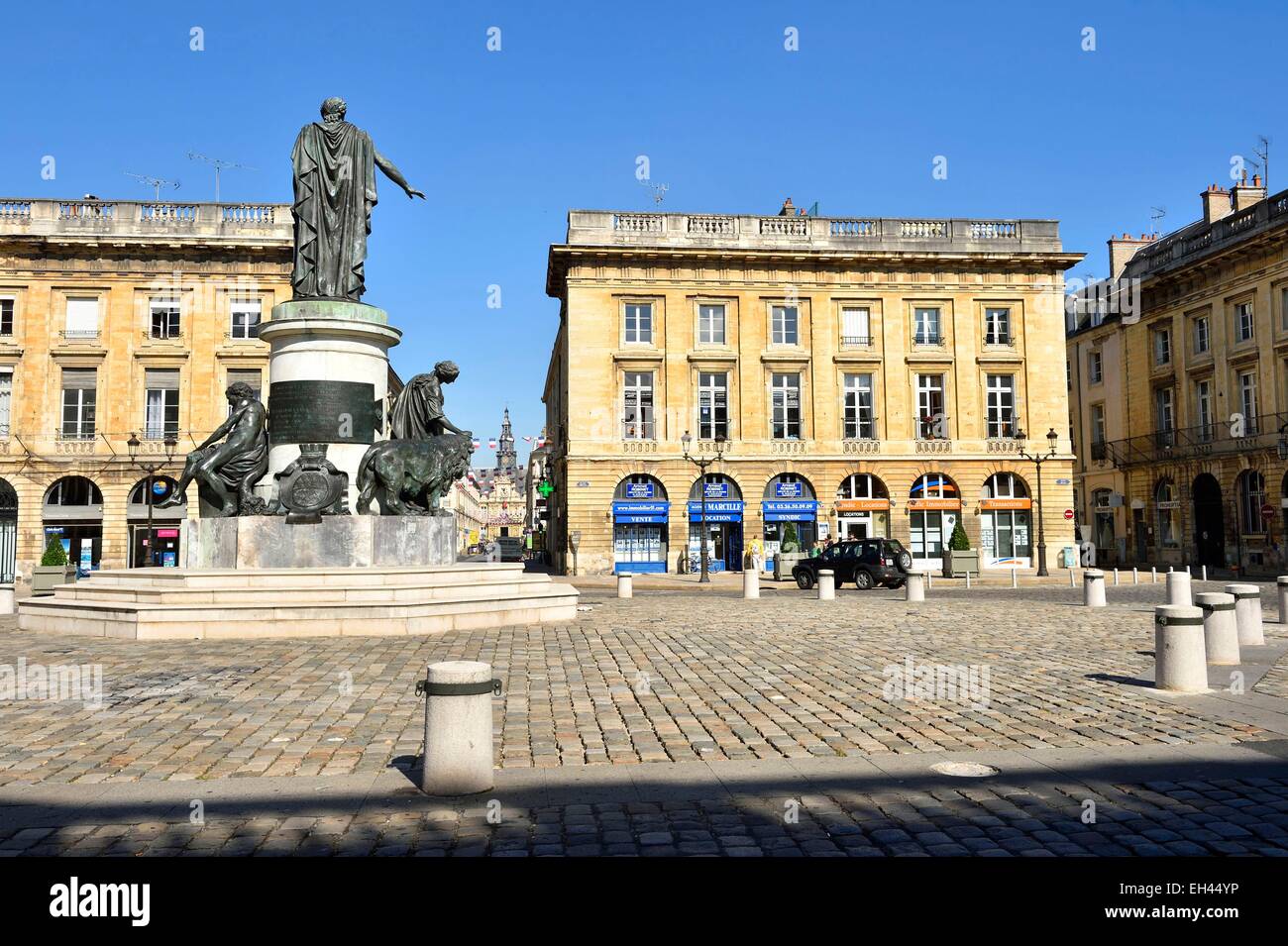 France, Marne, Reims, Place Royale with the statue of Louis 15 and the ...