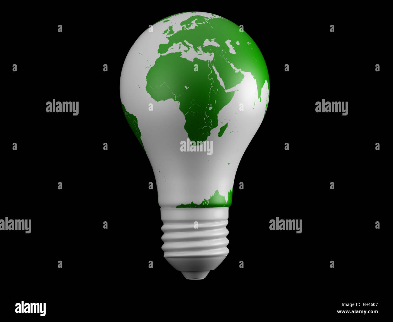 Light bulb and map. 3d illustration over black backgrounds Stock Photo ...