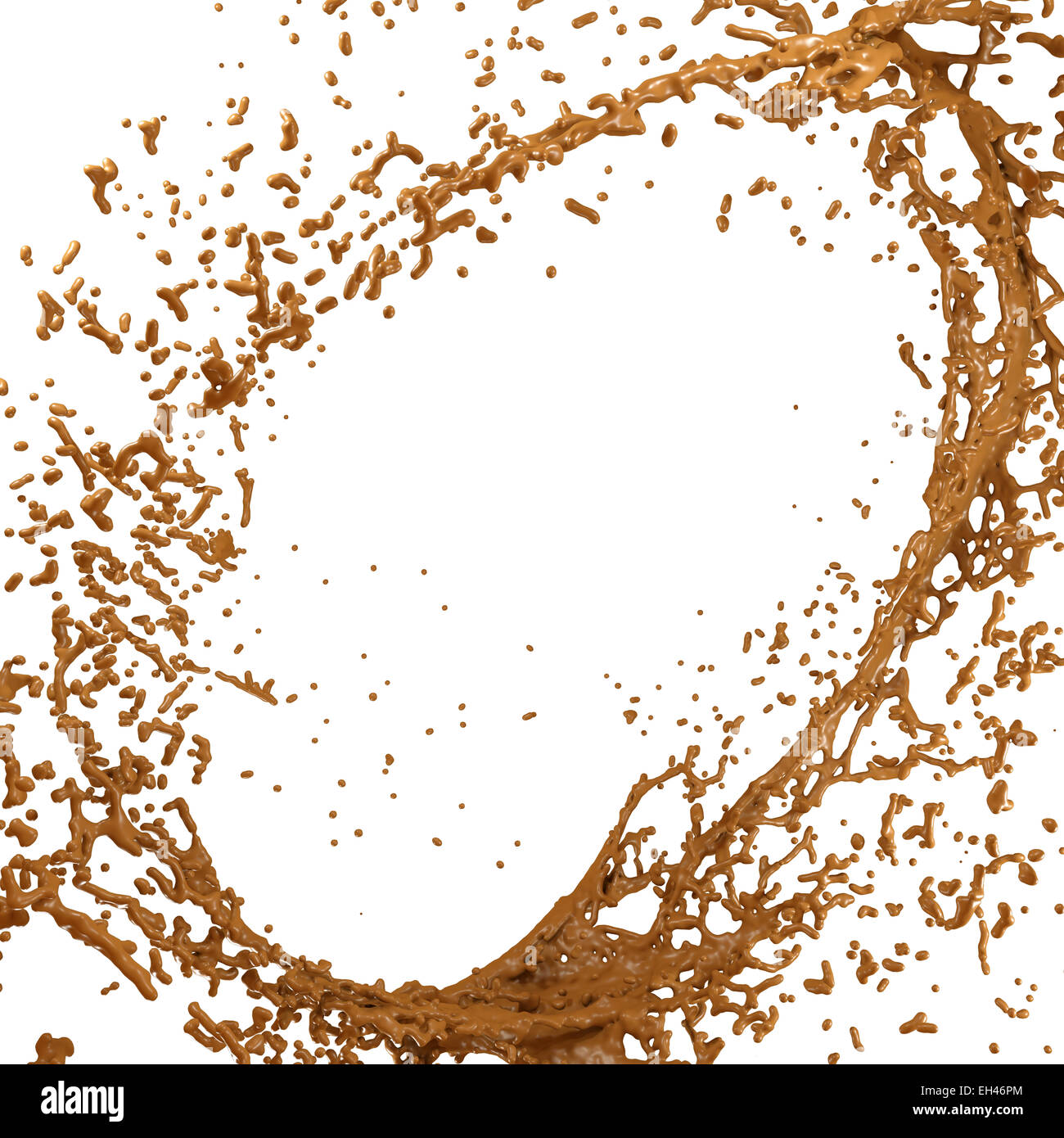 Hot chocolate or cocoa splash and droplets isolated over white Stock ...