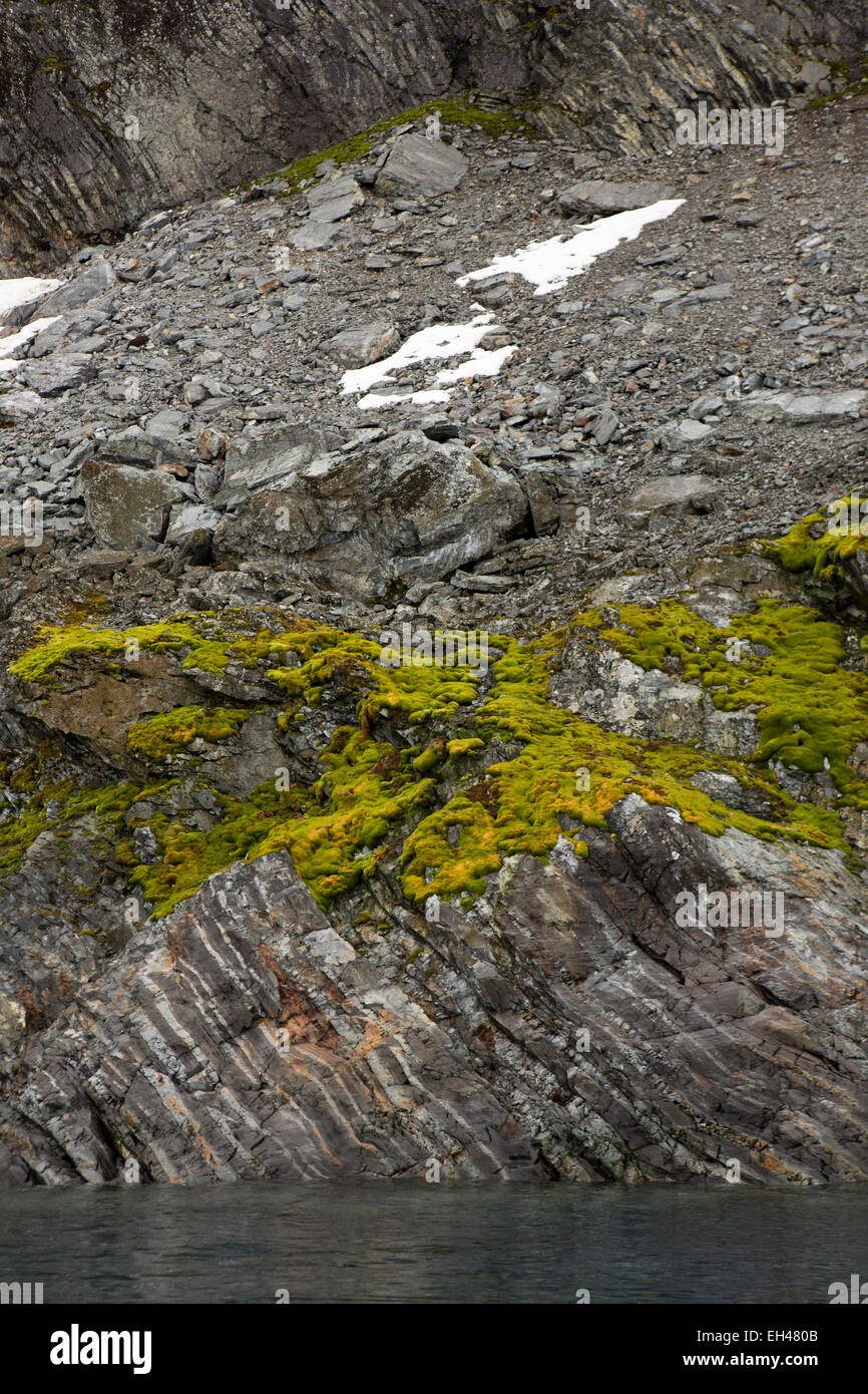 Antarctica, Graham Land, Paradise Bay, folded rock strata Stock Photo ...